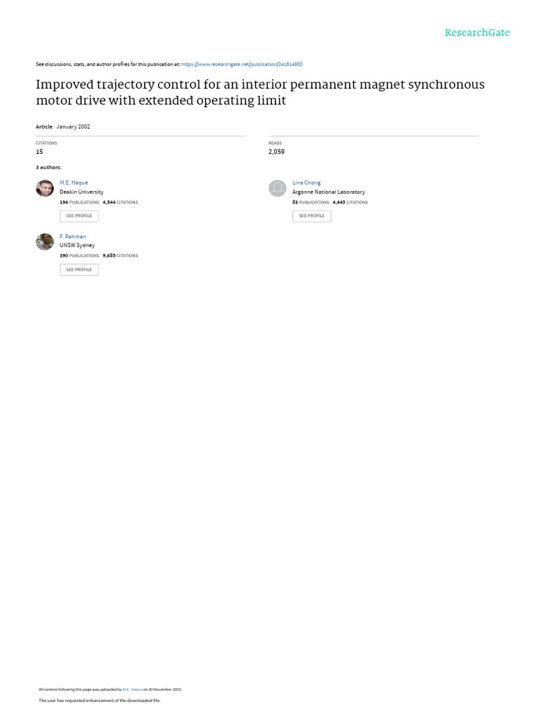 Improved Trajectory Control For An Interior Perman | PDF | Electric ...