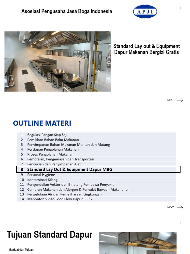 Standarisasi Lay Out Dapur Dan Standard Equipment Dapur MBG | PDF