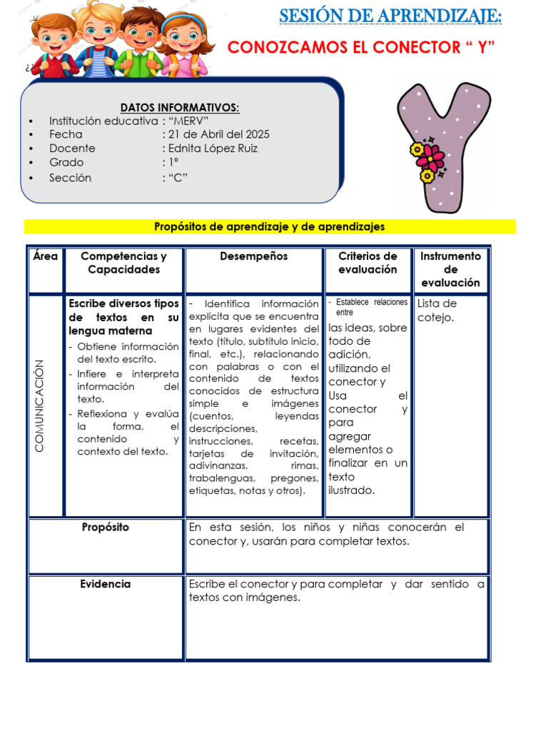 Uso del conector "y" en textos | PDF | Evaluación | Aprendizaje