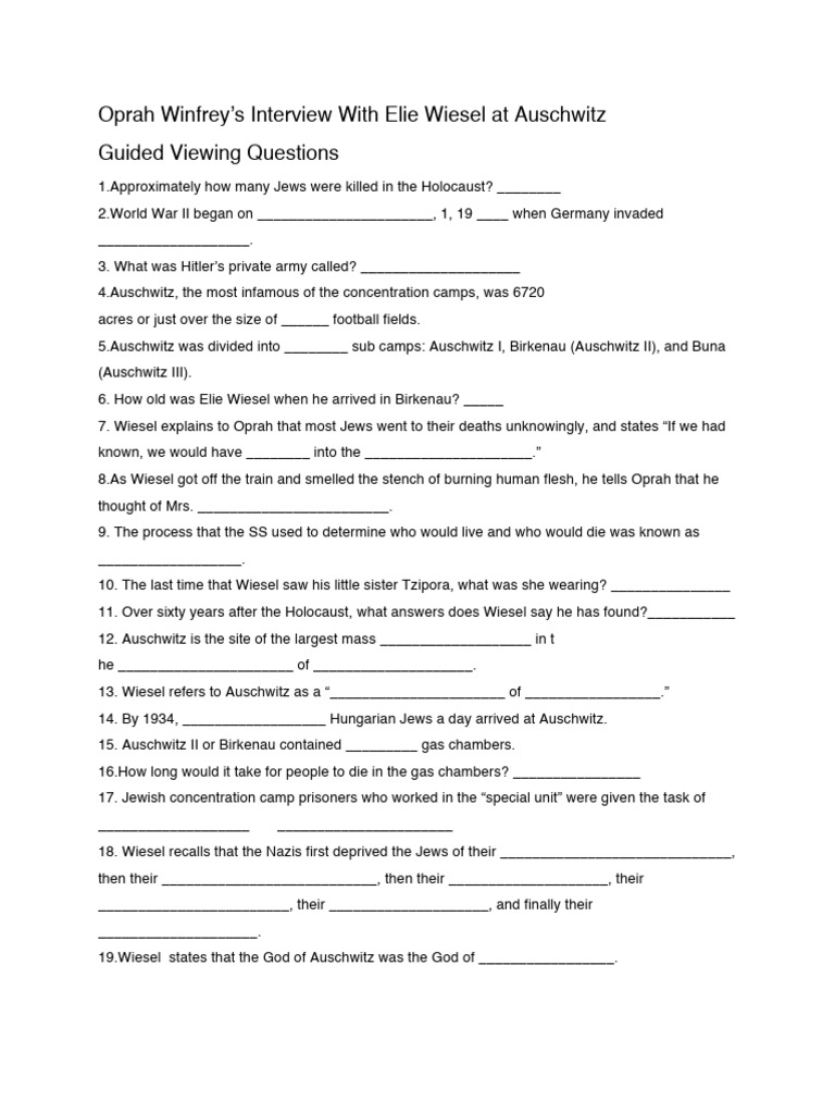 Oprah and Elie Wiesel at Auschwitz | PDF | Auschwitz Concentration Camp ...