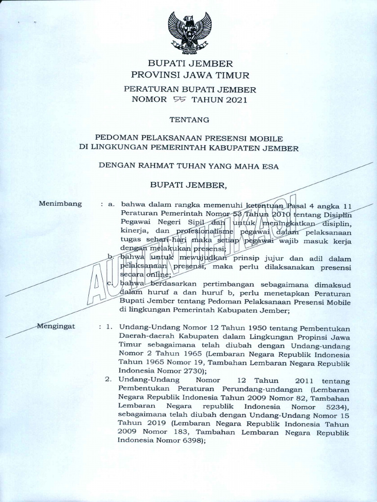 Perbup No 55 Tahun 2021 | PDF