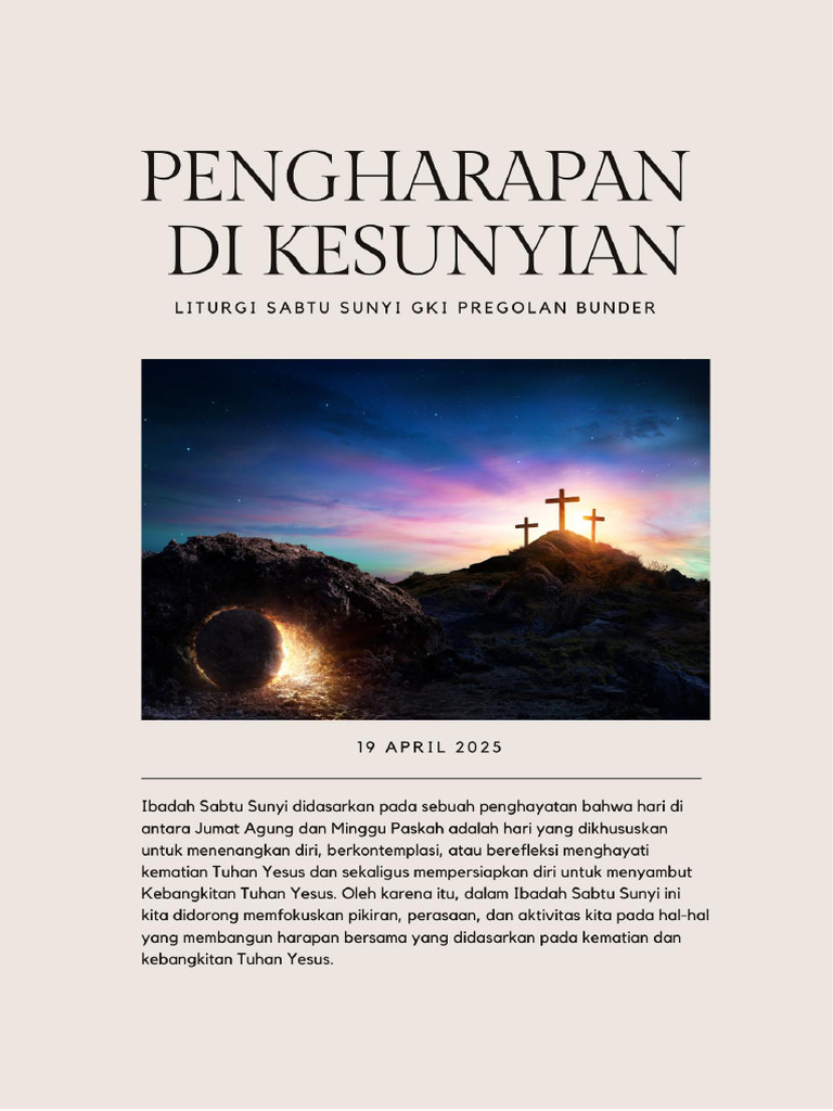 Ibadah Sabtu Sunyi 2025: Harapan dalam Duka | PDF