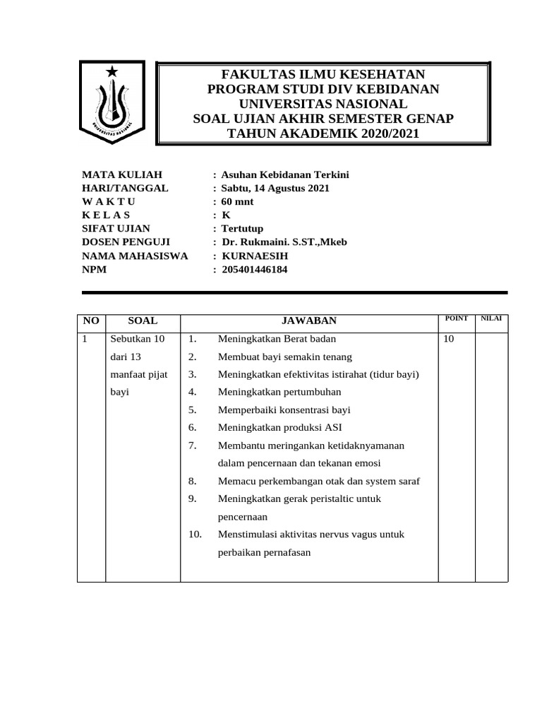 UAS Aseb terkini_KURNAESIH_K_205401446184 | PDF