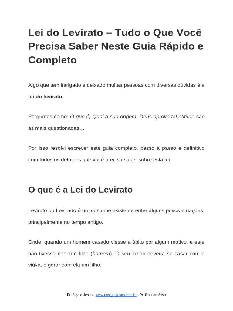 Lei do Levirato – Tudo o Que Você Precisa Saber Neste Guia Rápido e ...