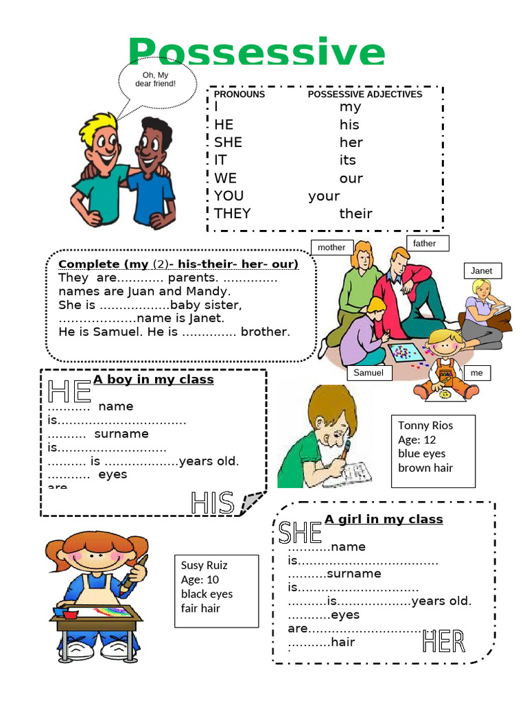 PRACTICE Possessives - Class-1st-2nd | PDF | Semantic Units | Semantics