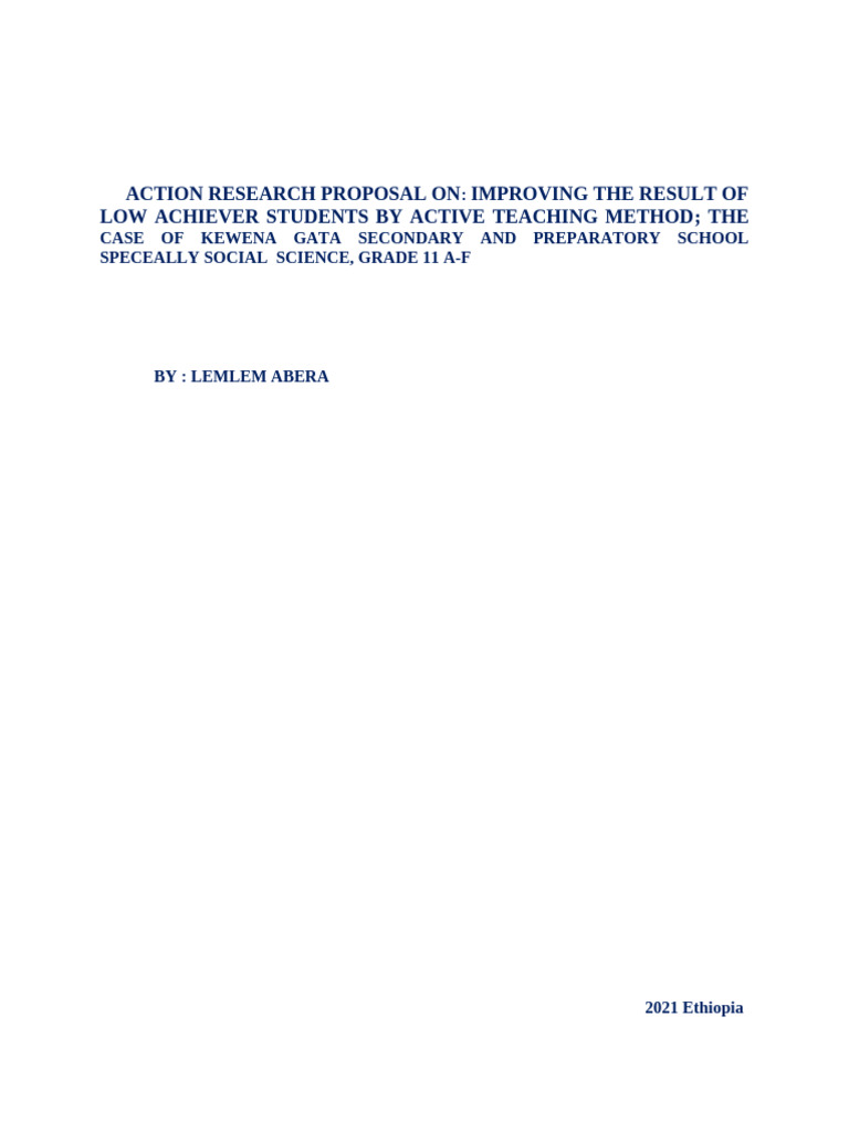 Action Research Proposal On | PDF