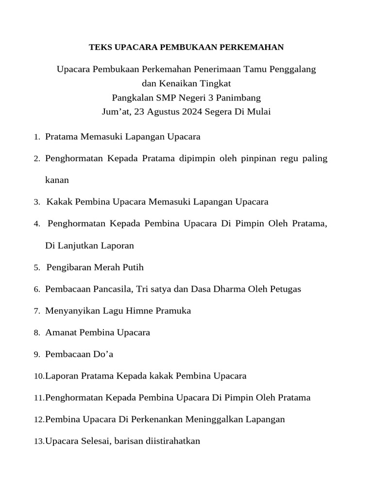 Teks Upacara Pembukaan Perkemahan | PDF