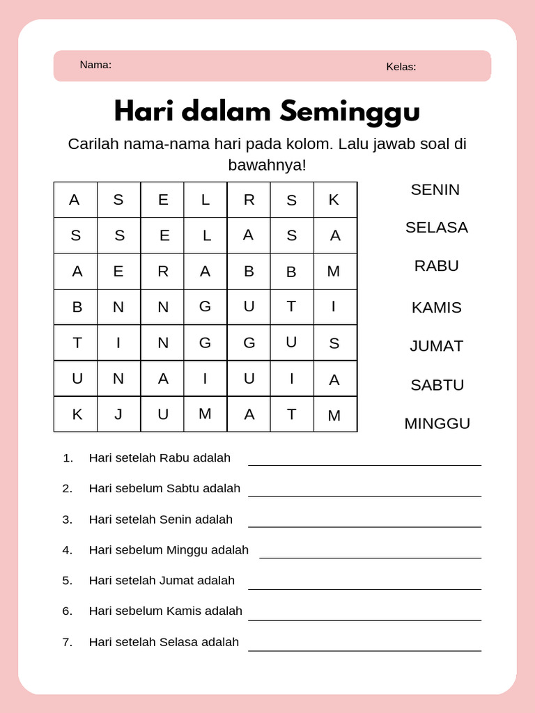 Urutan Hari dalam Seminggu | PDF