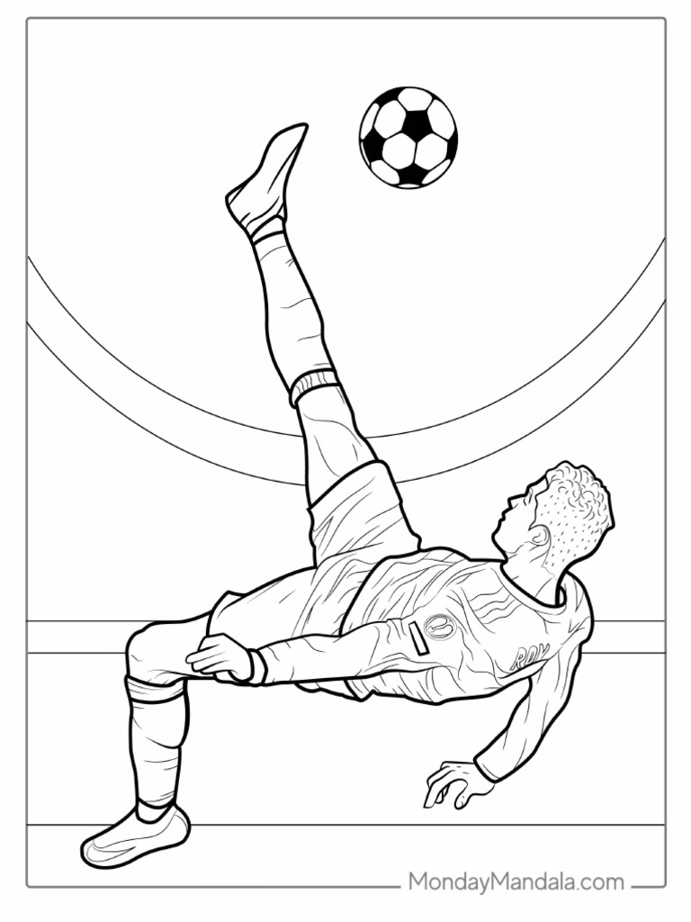 Ronaldo Bicycle Kick Coloring in | PDF