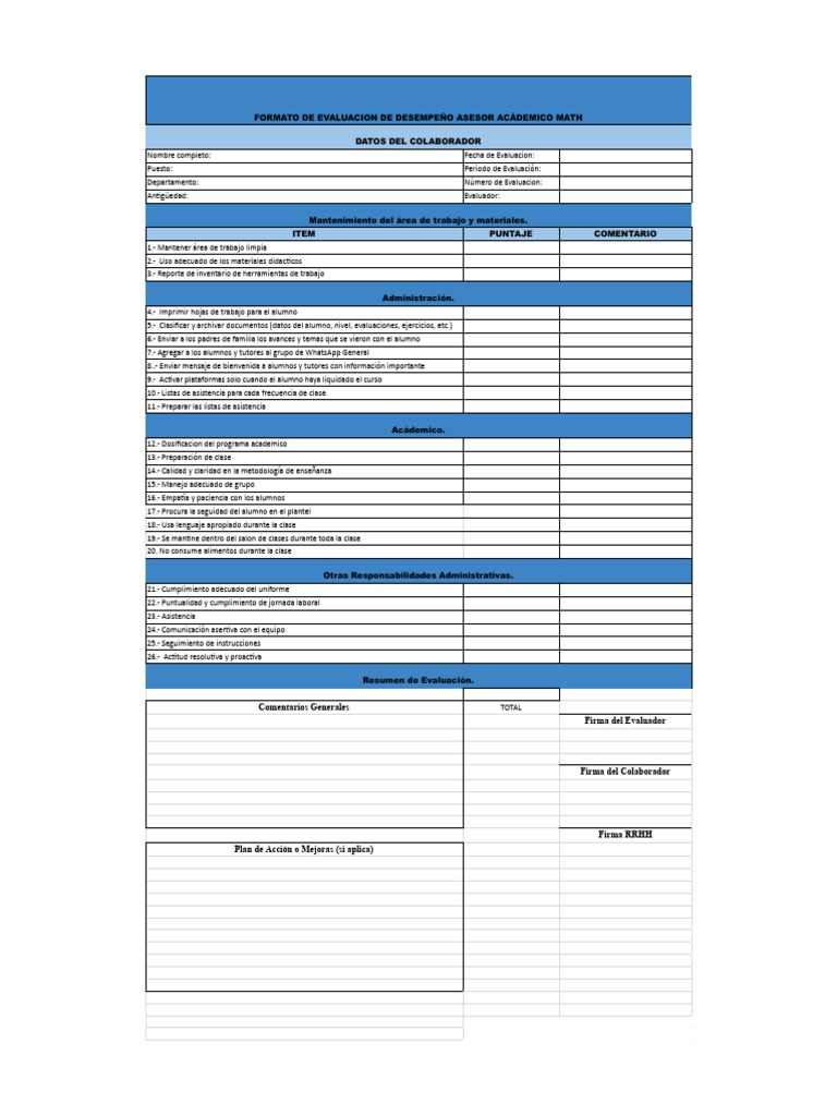 FTO EVALUACIÓN ASESOR MATH - Hojas de Cálculo de Google | PDF | Evaluación