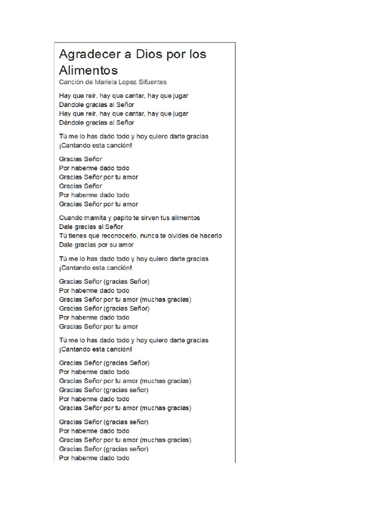 Cancion de Agradecimiento | PDF