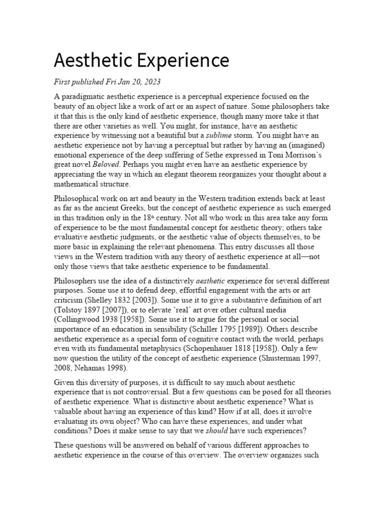 3. Aesthetic Experience | PDF | Experience | Aesthetics