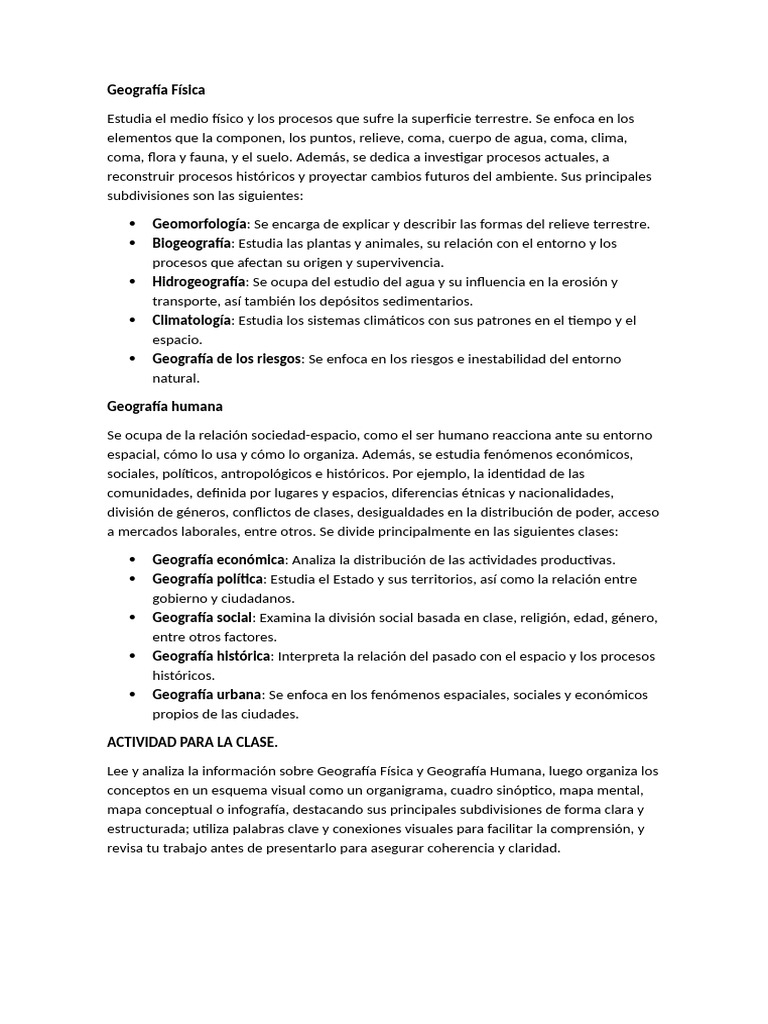 Geografía Física y Humana: Conceptos Clave | PDF | Geografía ...