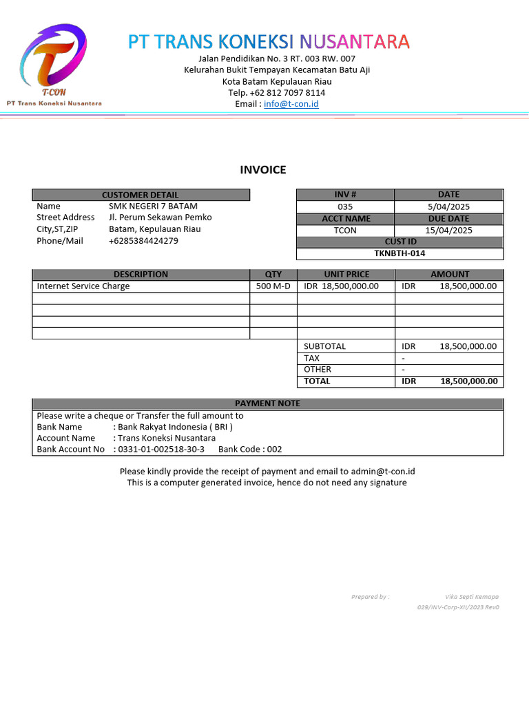 029 SMKN 7 BATAM April 2025 | PDF
