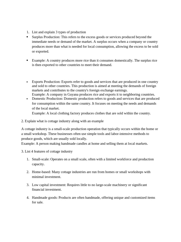Three Types of Production Explained | PDF | Exports | Market (Economics)