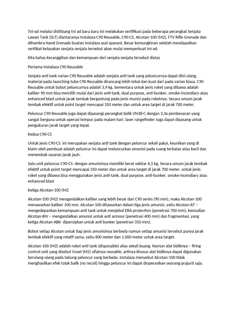 Alcotan Tni Ad | PDF