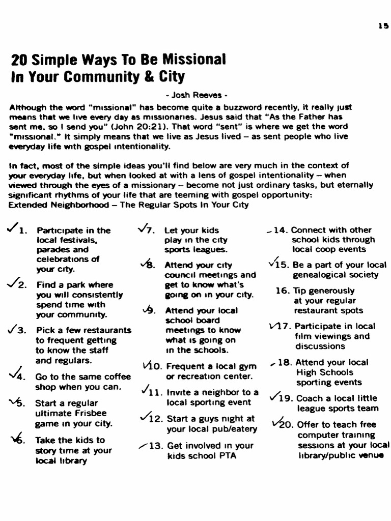 20 Ways to Be Missional in Your Community | PDF | Gospels