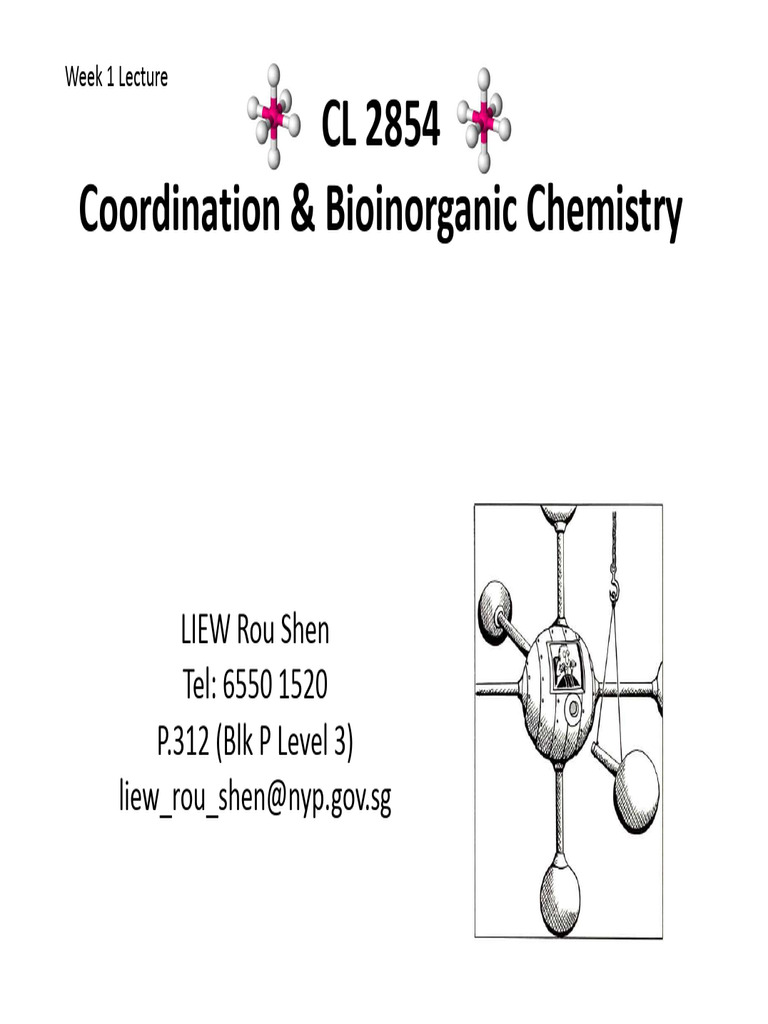 WK 1 - Introduction To TM Chemistry | PDF | Ligand | Coordination Complex