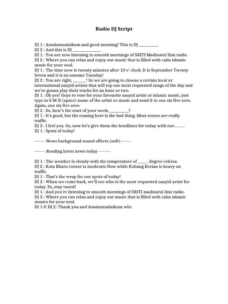 Radio DJ Script | PDF