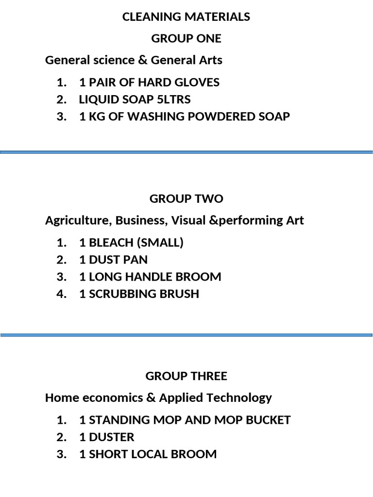 Cleaning Materials | PDF