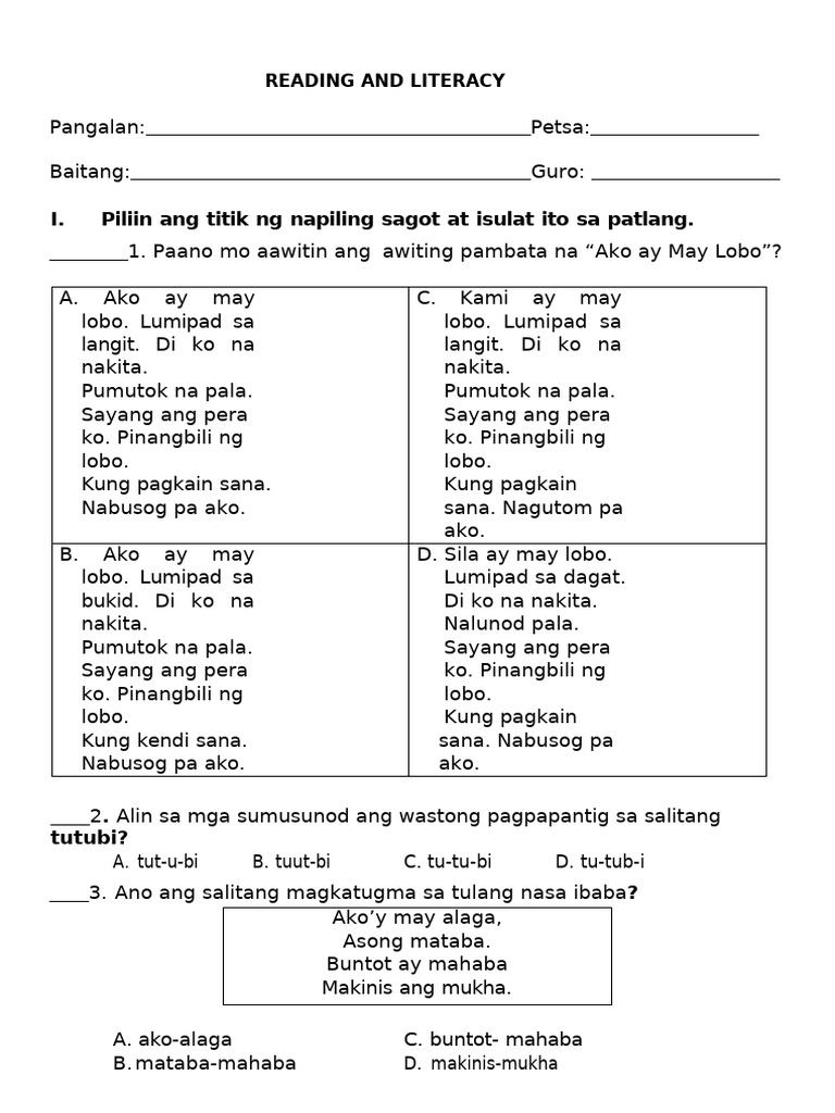 READING and LITERACY YEAT 2025 | PDF