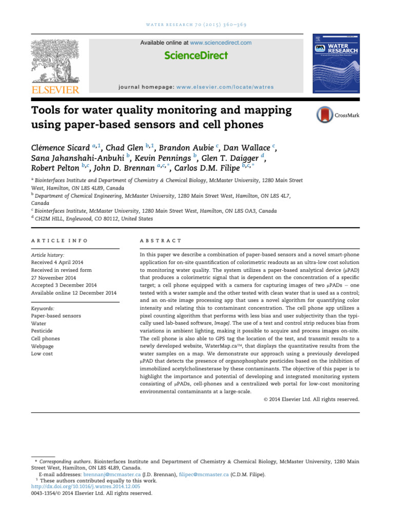 Tools For Water Quality Monitoring and Mapping Using Paper-Based ...