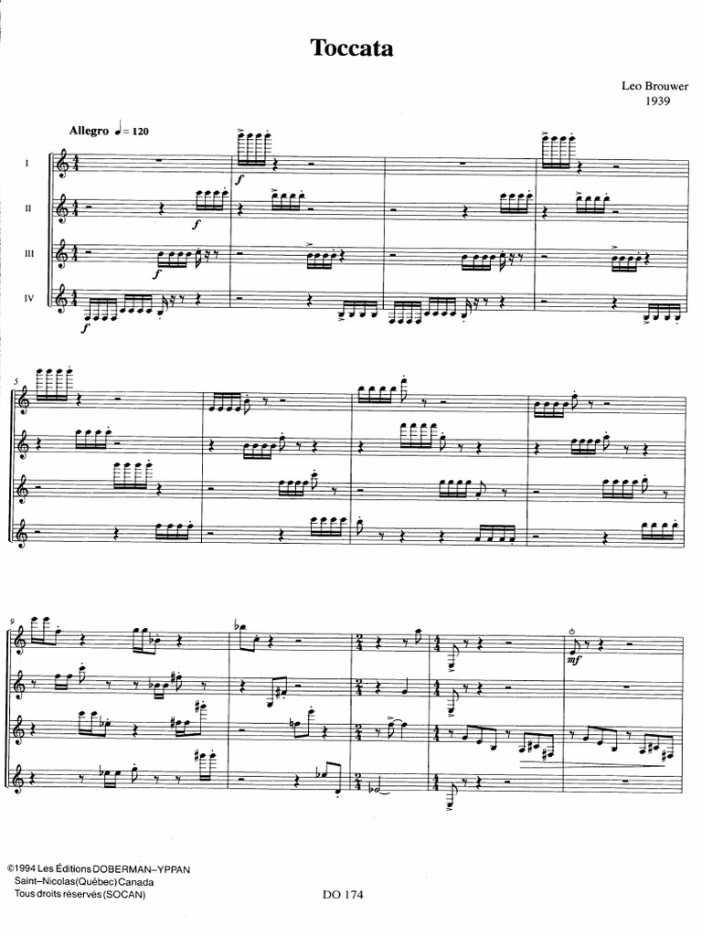 Leo Brouwer Toccata Grade | PDF