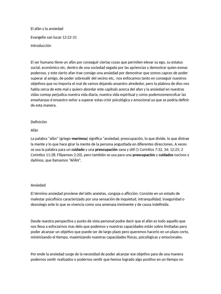 Afán y ansiedad: Reflexiones y enseñanzas | PDF