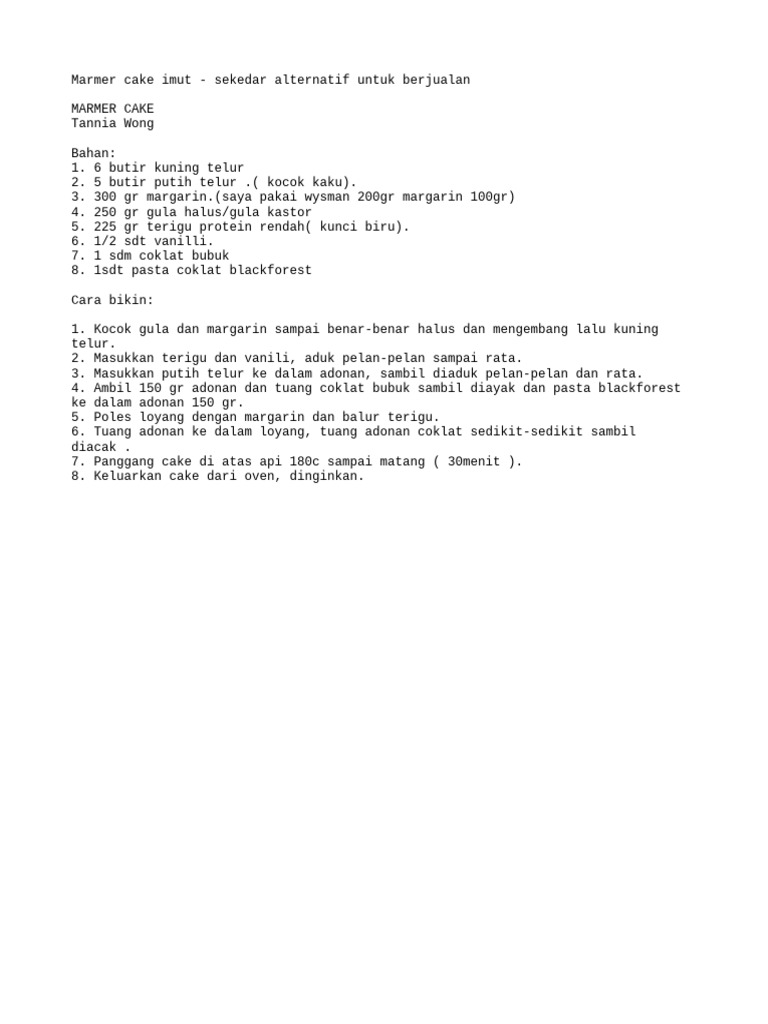 Resep Marmer Cake | PDF