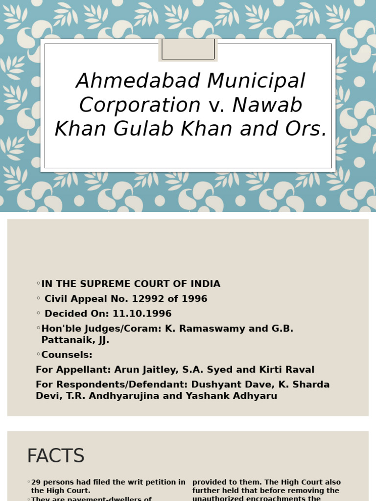 Ahmedabad Muncipal Corp v. Nawab Khan Gulab Khan and Ors. | PDF