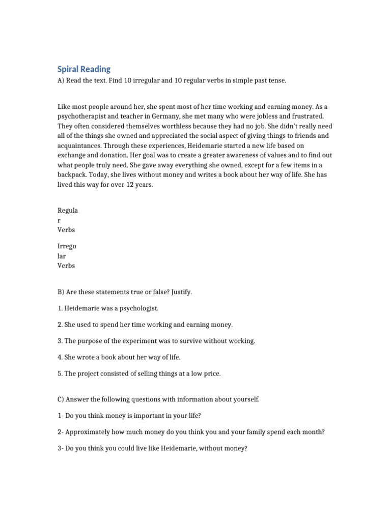 Spiral Reading Activity Complete | PDF