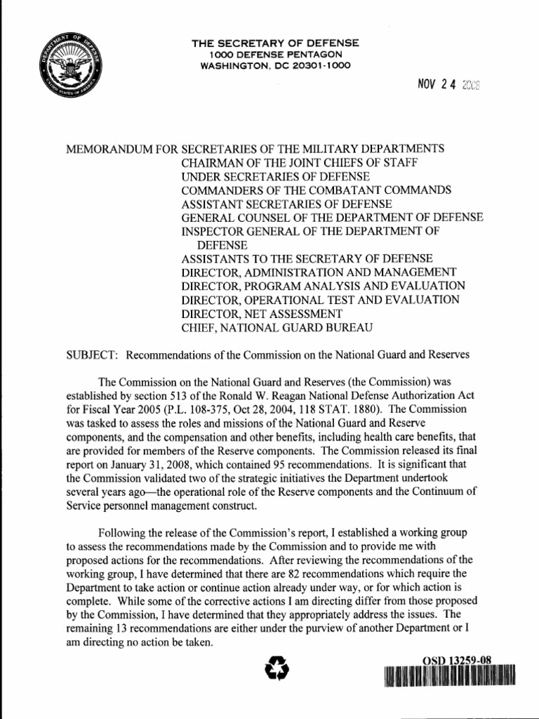 Gates Memo DOD Operations in The Homeland 24nov08 | PDF | United States ...