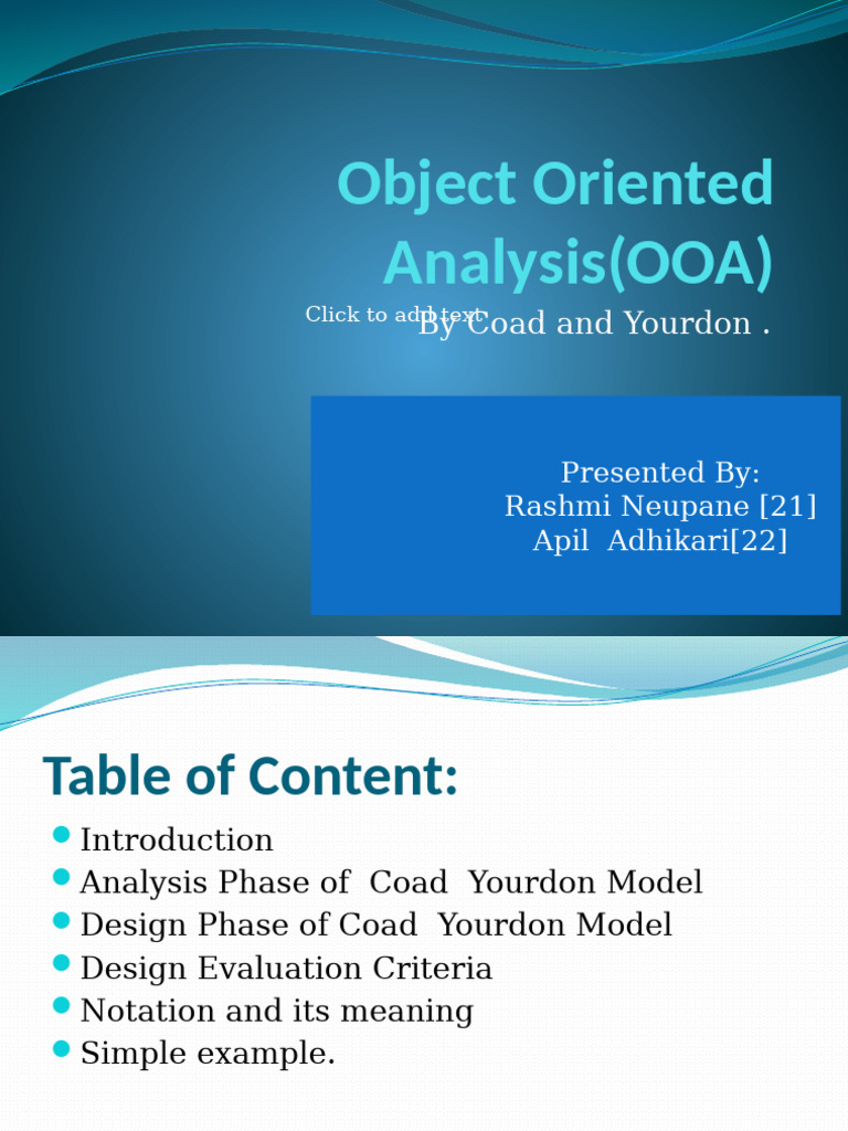 Object Oriented Analysis | PDF | Class (Computer Programming) | Object (Computer Science)