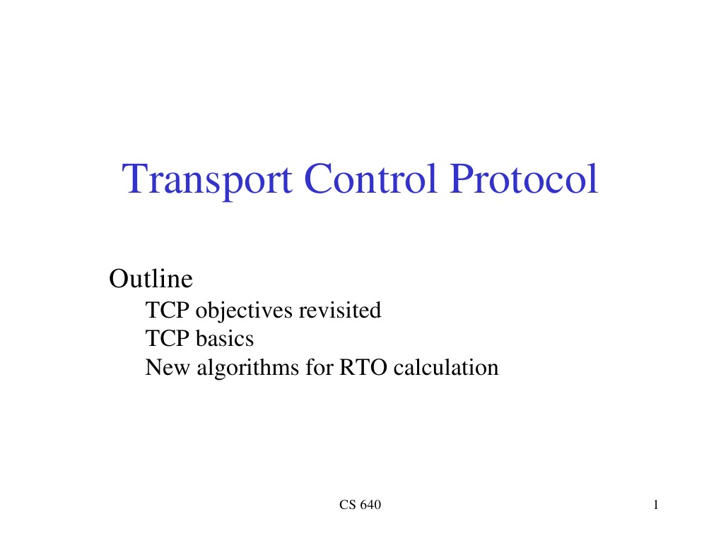 Transport Control Protocol: Outline | PDF | Transmission Control ...