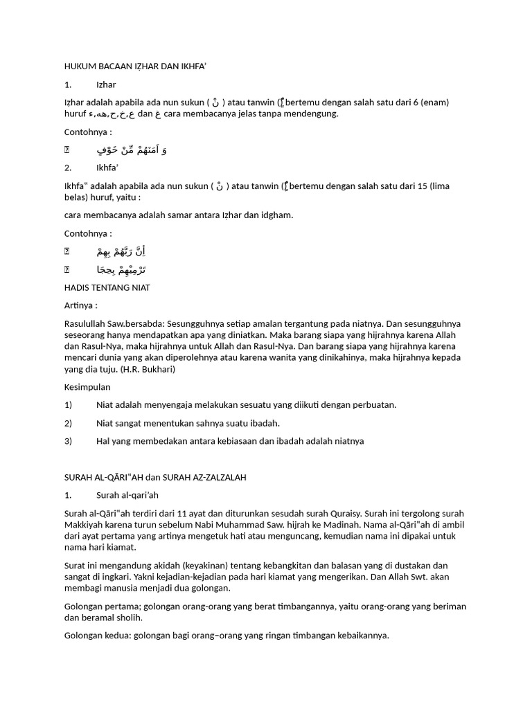 Hukum Bacaan I Har Dan Ikhfa | PDF