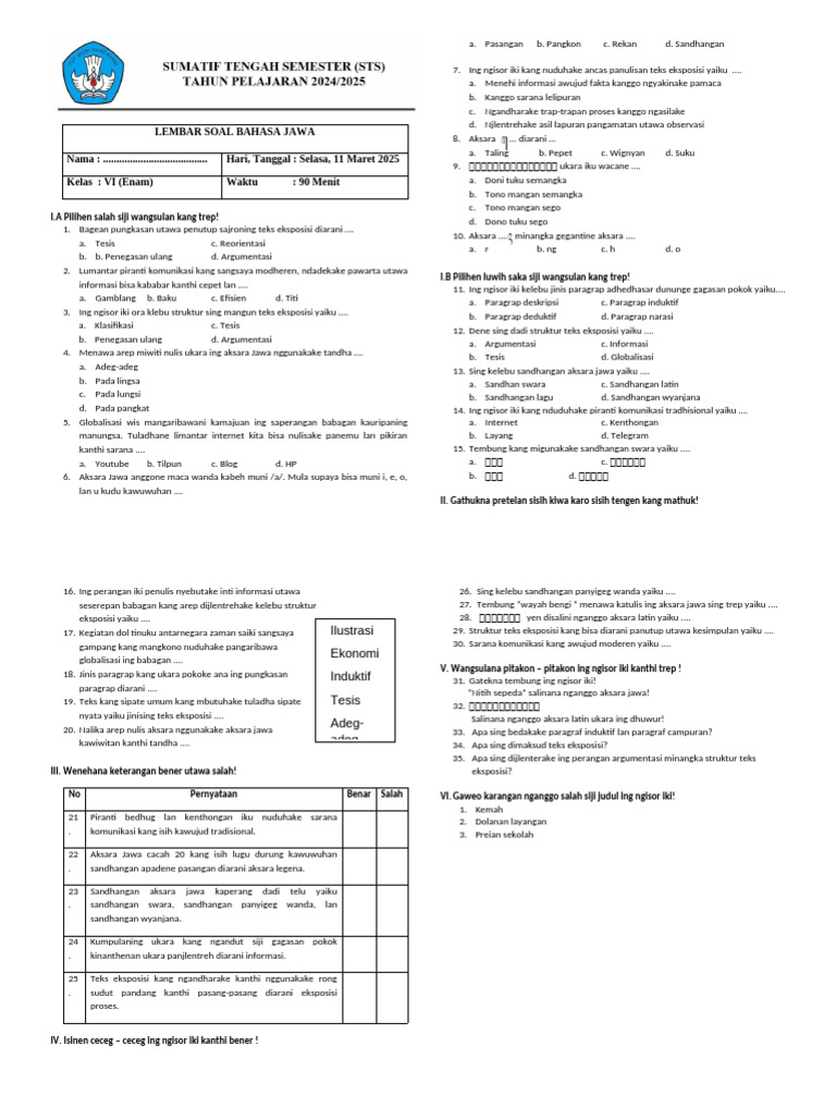 6 - Soal - Bahasa Jawa | PDF