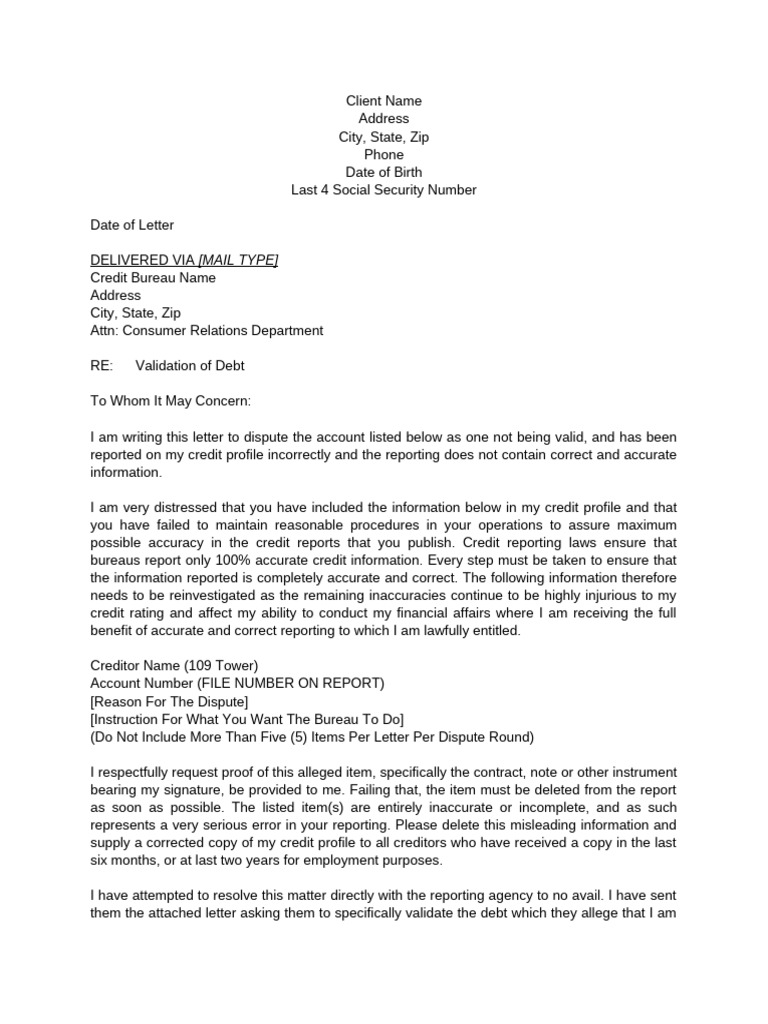 Debt Validation Request Letter | PDF | Credit Bureau