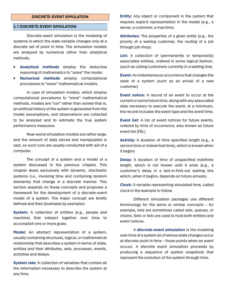 Lesson 3-Discrete Event Simulation | PDF | Conceptual Model | Simulation