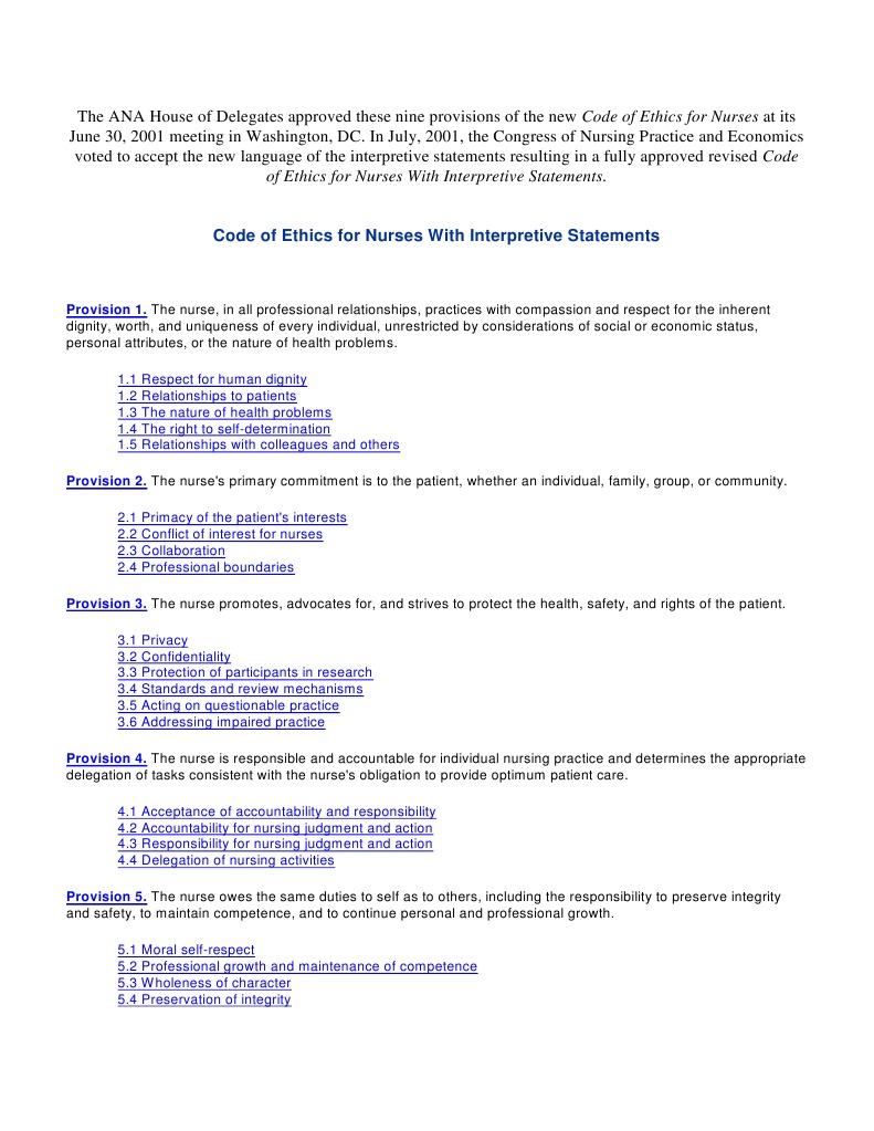 ANA Code of Ethics | Nursing | Profession | Free 30-day Trial | Scribd