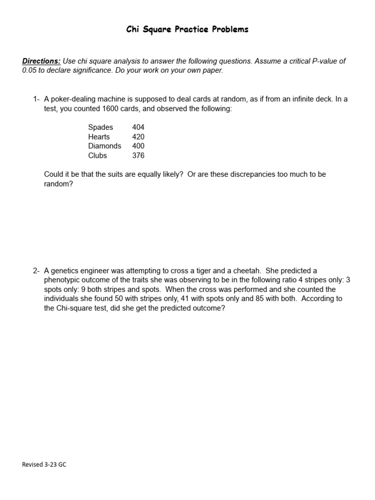 Chi Square Practice Problems | PDF