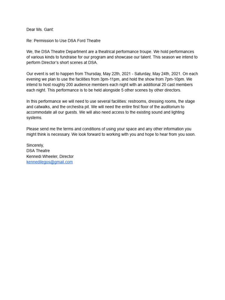 Venue Request Letter | PDF