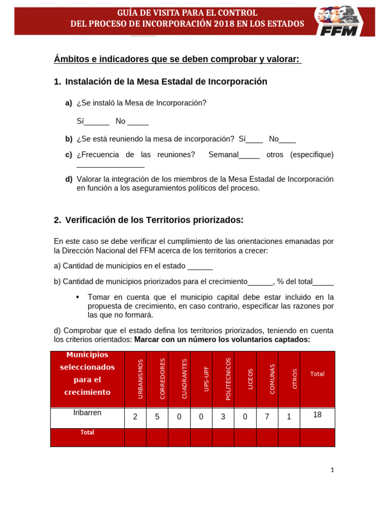 5 Parametros Informe Incorporación | PDF