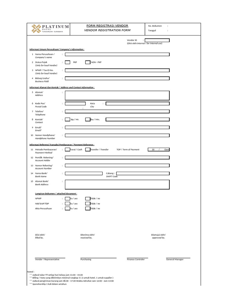 Vendor Registration Form | PDF