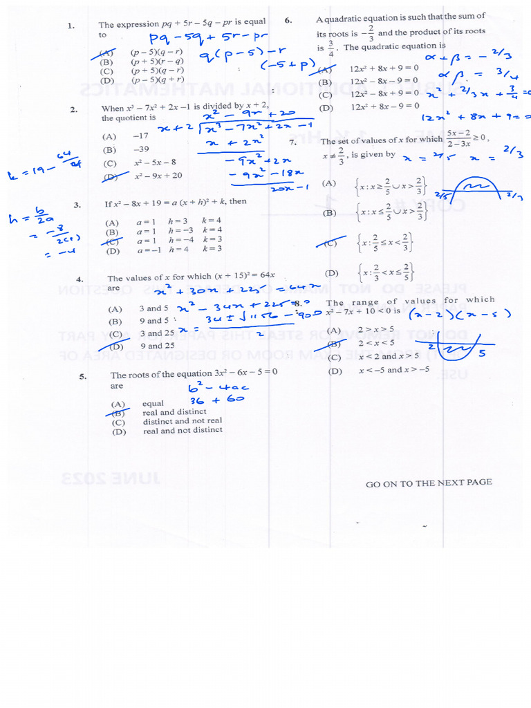 CXC CSEC Add Maths 2023 P1 | PDF