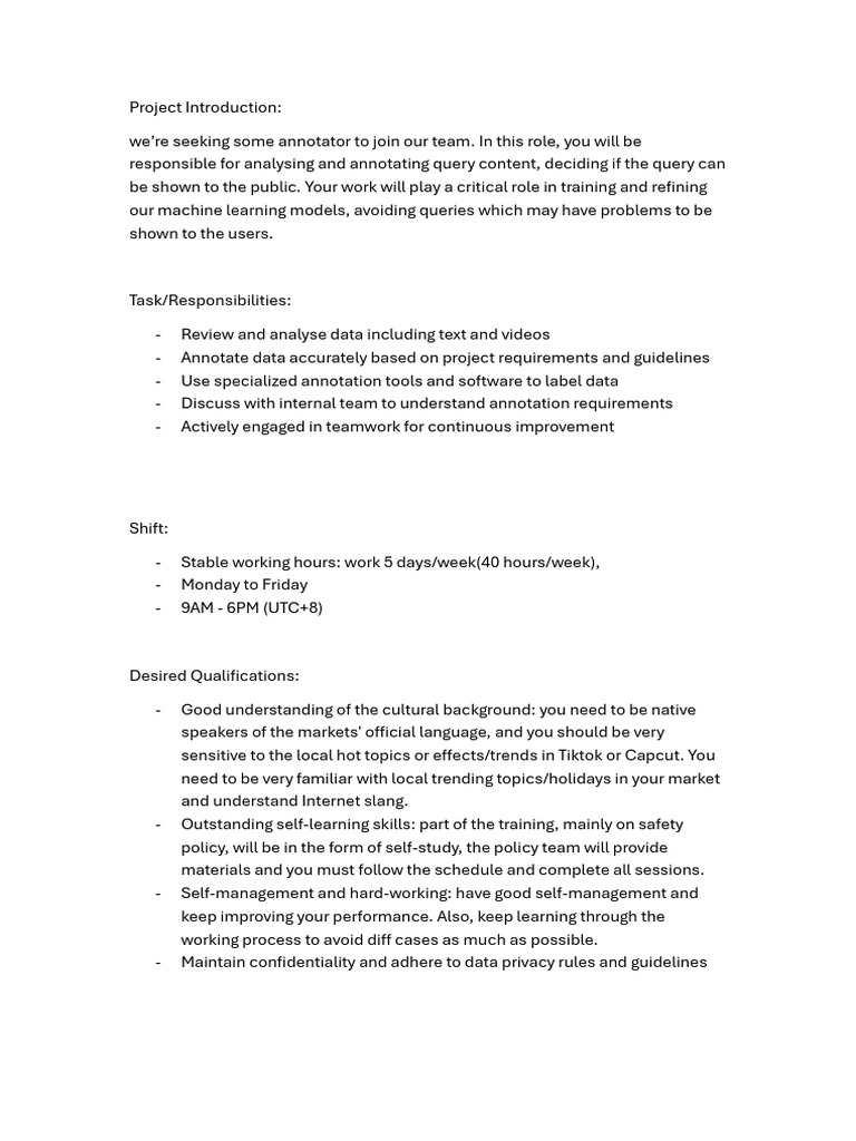 Data Annotator Job Overview | PDF