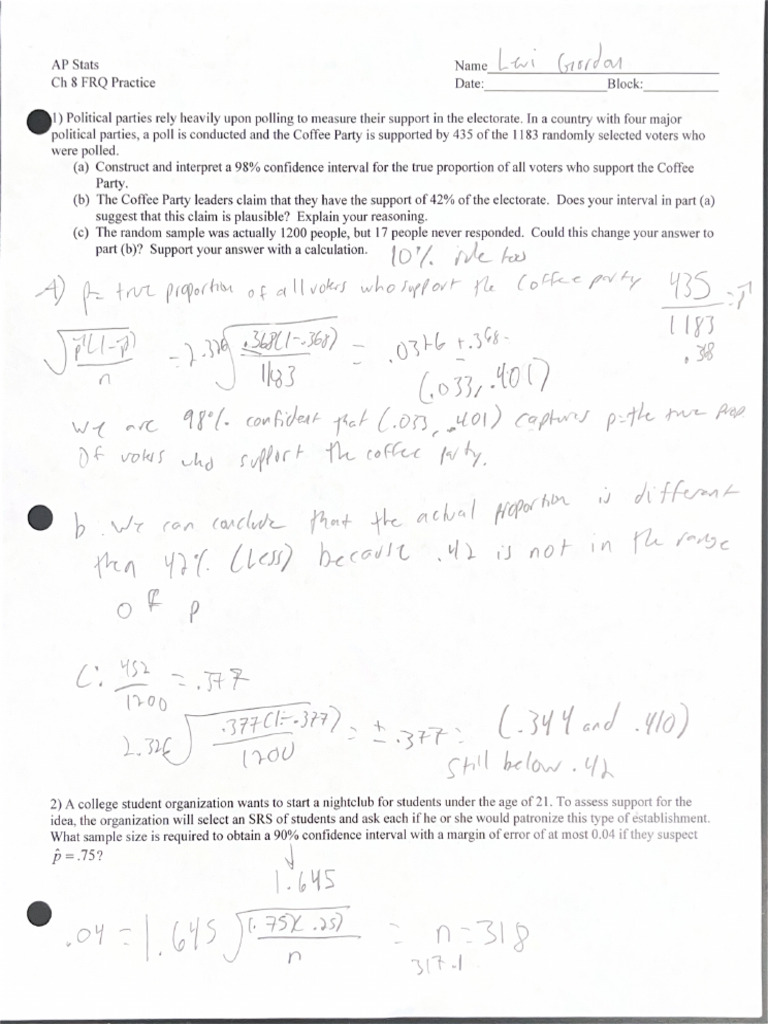 AP Stats Chapter Review | PDF