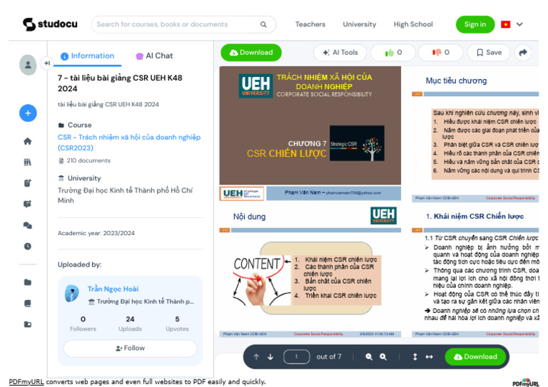 Information: 7 - Tài Li Ubàigi NG CSR Ueh K48 2024 | PDF