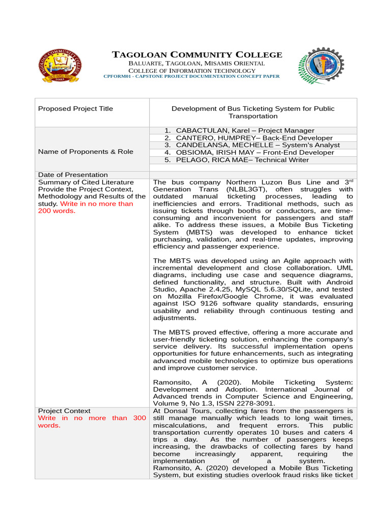 CP1 Donsal BTS Proposal - F1 | PDF | Bus | Fare