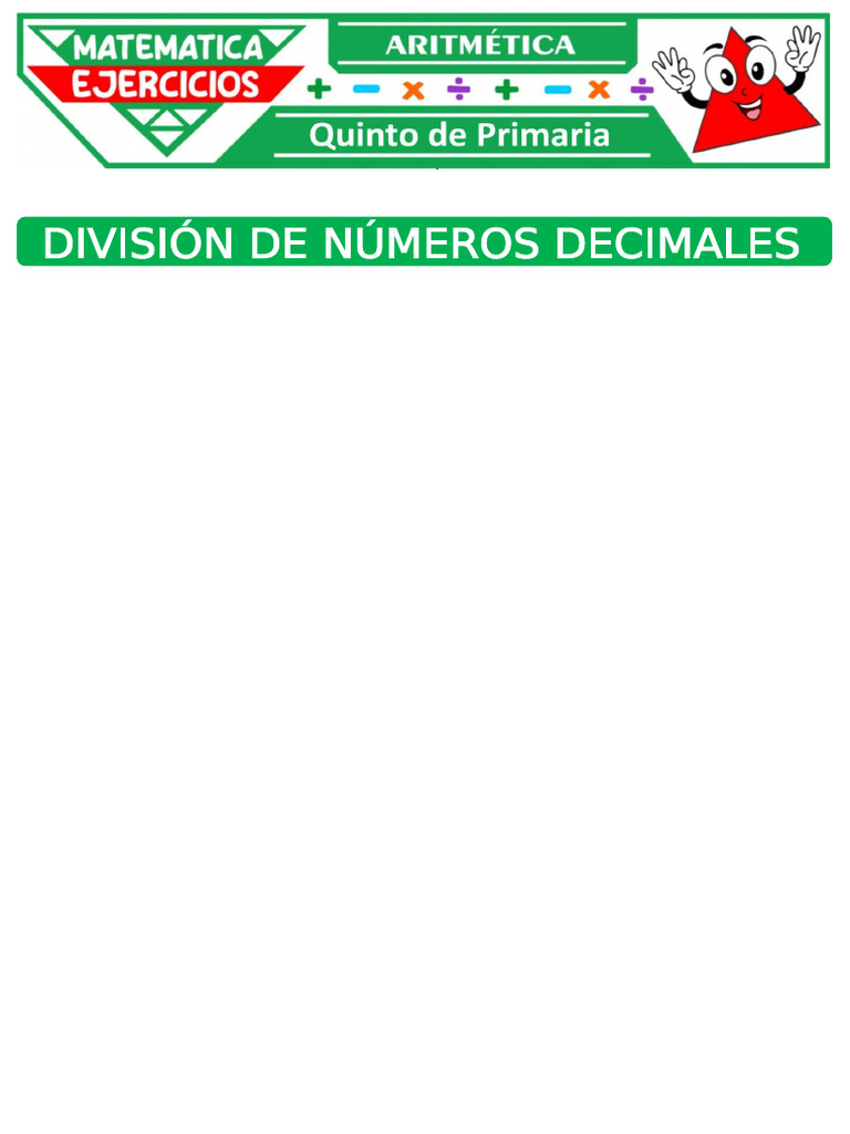 Division de Numeros Decimales para Quinto Grado de Primaria | PDF