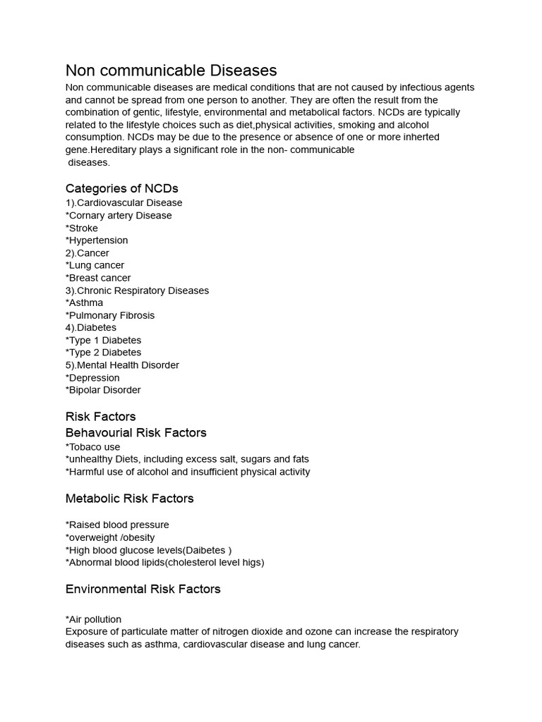 Non Communicable Diseases | PDF | Cancer | Diabetes